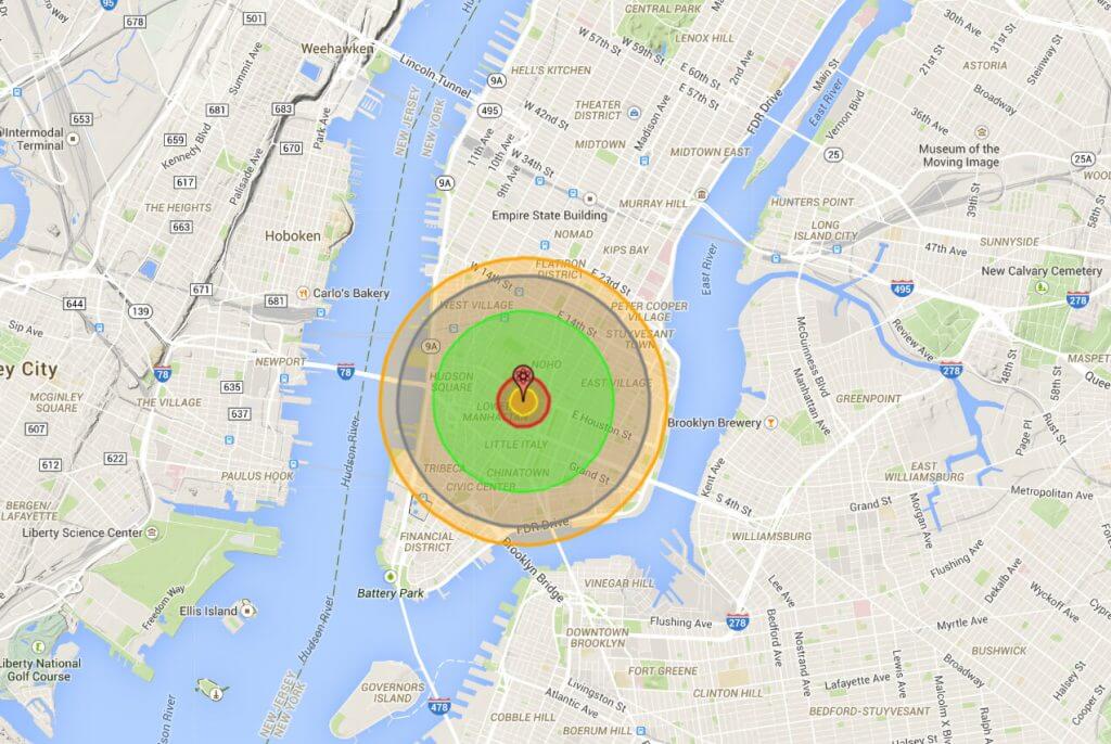 The NukeMap - An interactive map with nuclear weapons effects data
